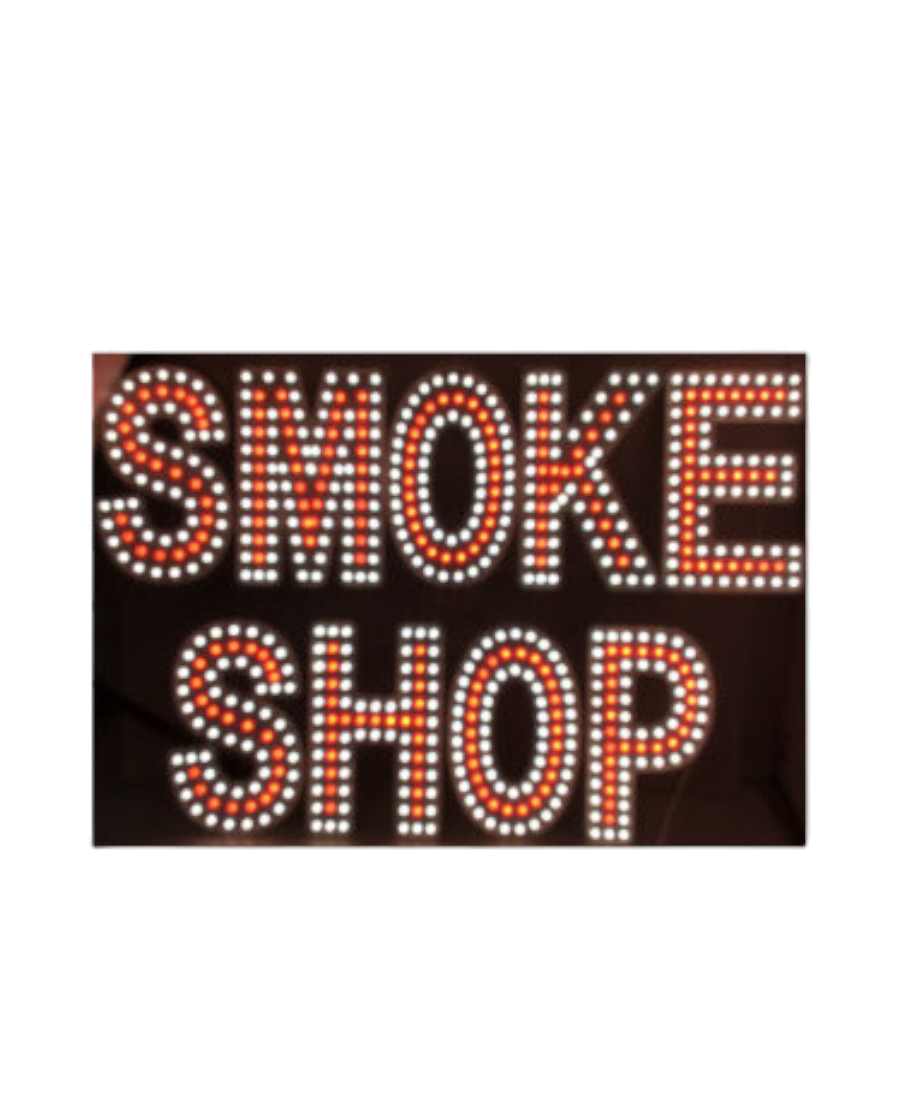 SMOKE SHOP SIGN WHITE RED 15" X 24"